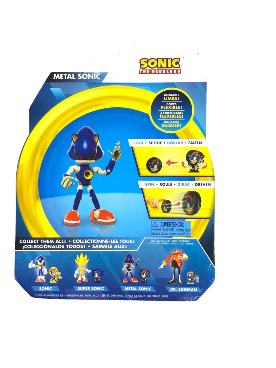 2019 Sonic The Hedgehog Collectible Metal Sonic 4" Bendable Flexible A ...