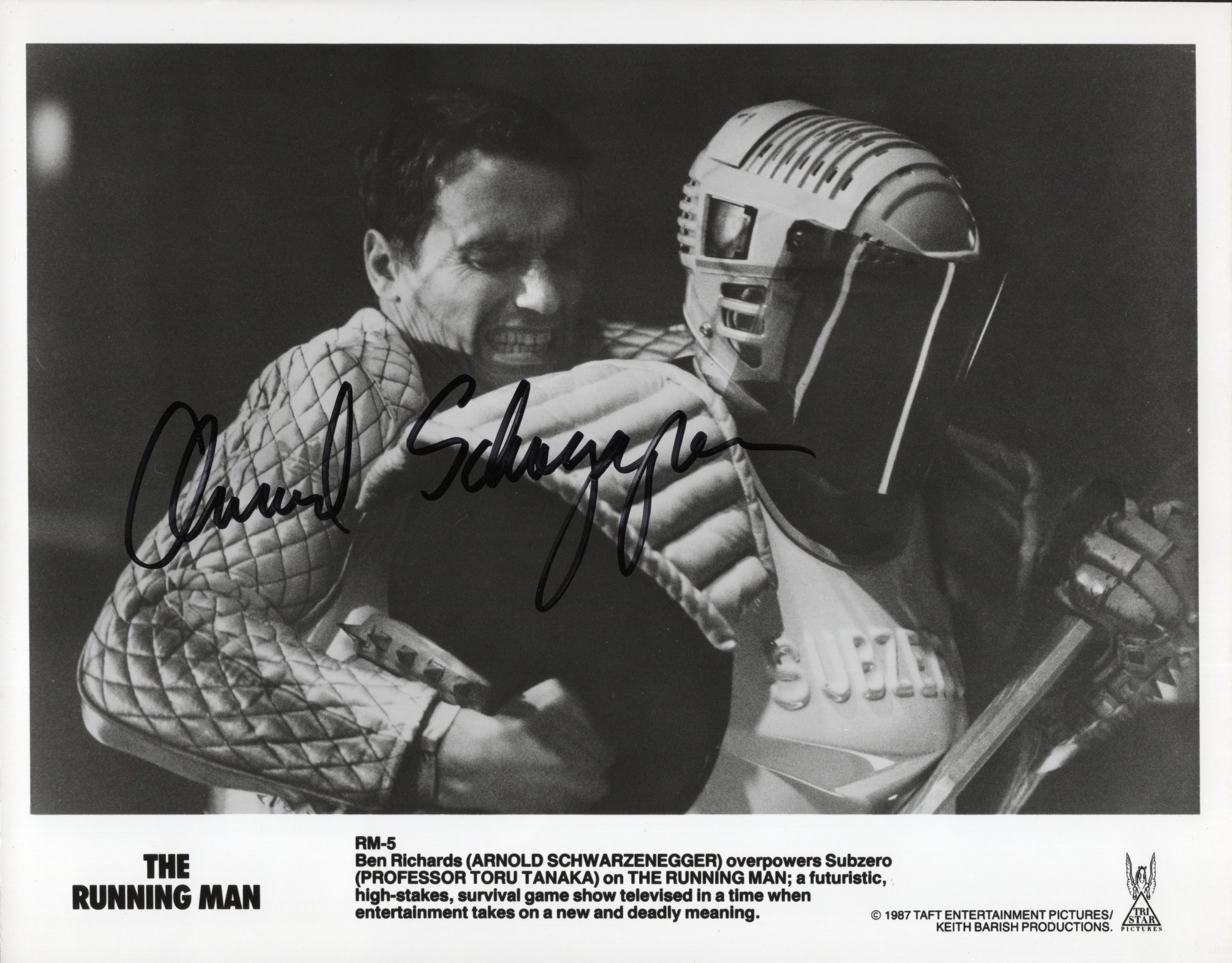 Arnold Schwarzenegger Signed Photo 8x10 B&W The Running Man Autograph ...