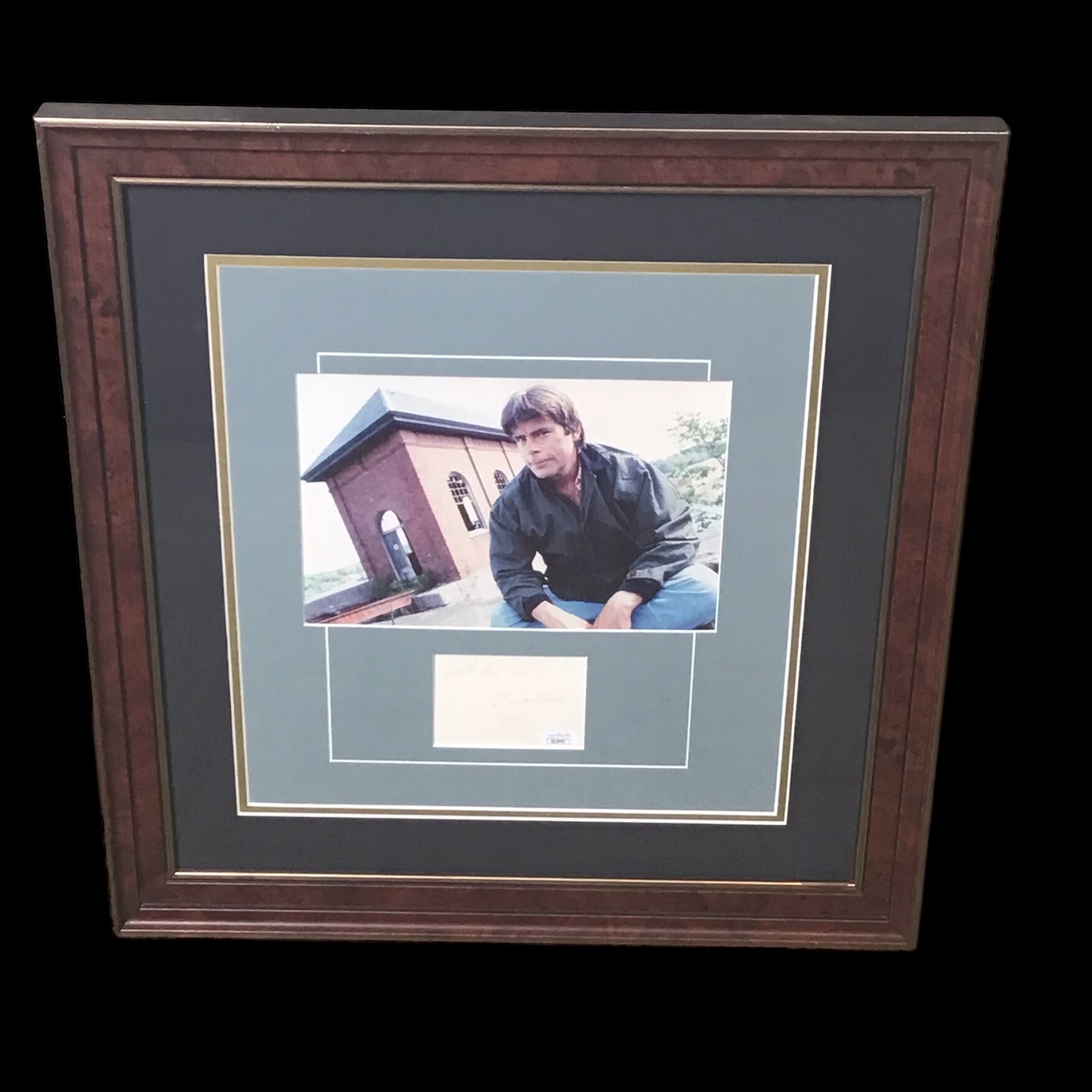 Framed Stephen King Autograph w/ 1990's Photograph of King (JSA Certif ...