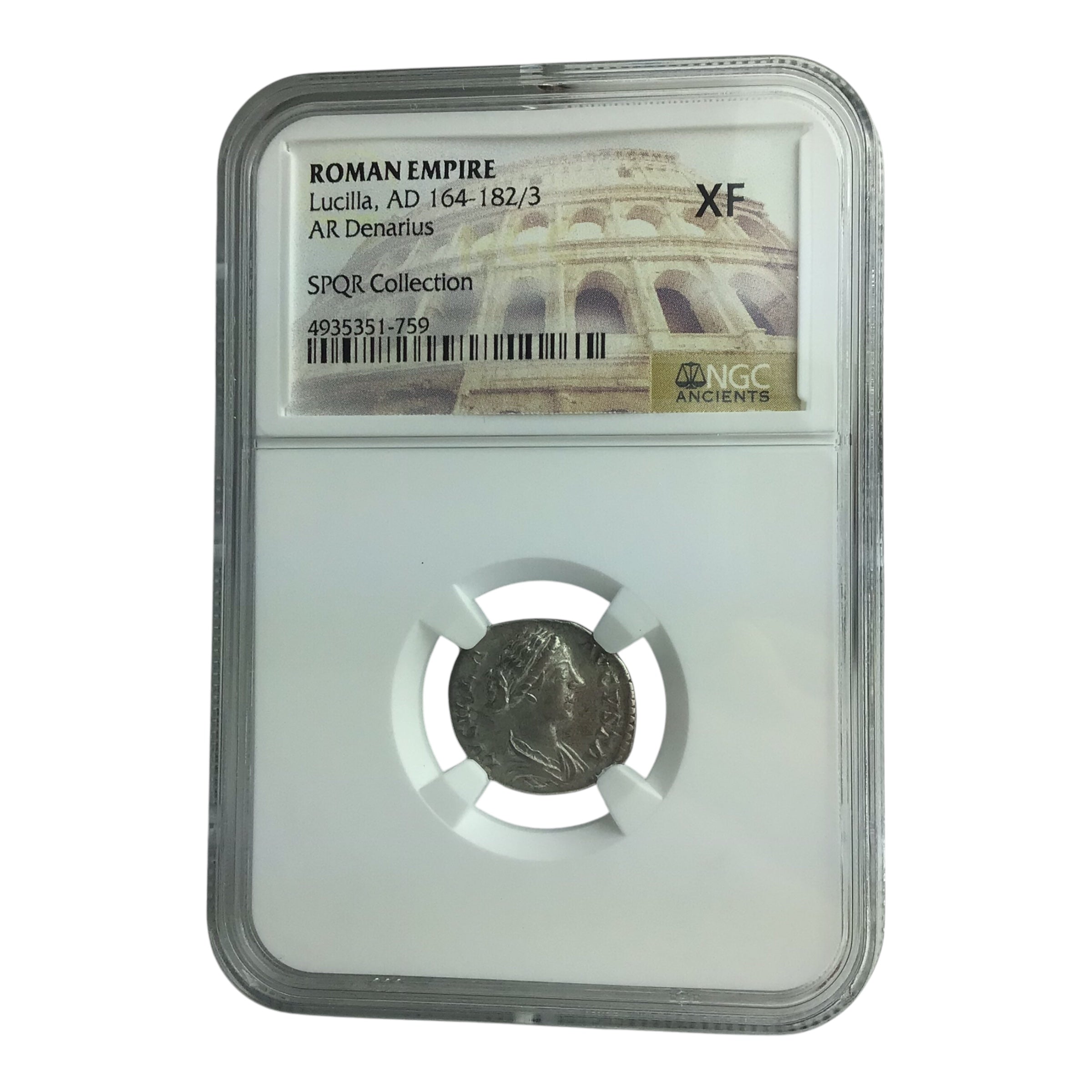 Roman Silver Coin of Lucilla AD 164-182/3 AR Denarius NGC XF - SPQR Co ...