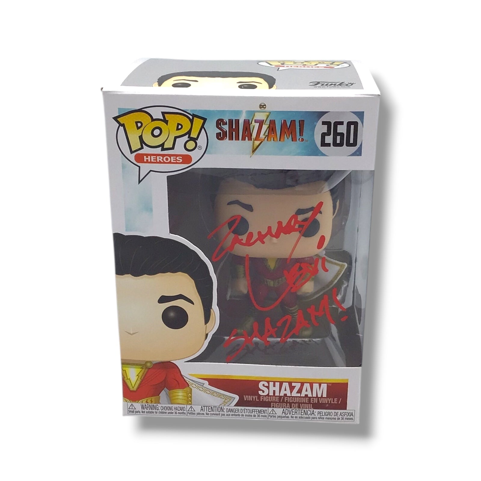 Shazam (#260) Funko POP! | Signed by Zachary Levi (Beckett Certified ...